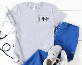 Registered Nurse Shirts Pocket, RN Shirts, Heart RN Tshirt, Nursing ...