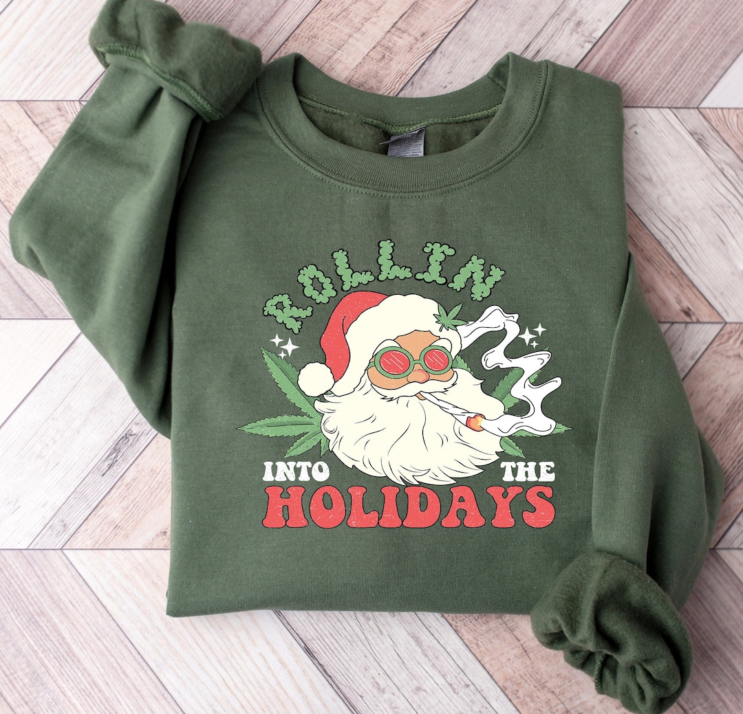 Rollin Into the Holidays Santa Sweatshirt, Smoker Santa, Retro ...