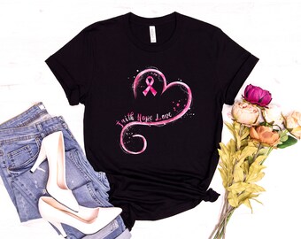 Heart Ribbon Cancer Shirt Cancer Awareness Shirt Breast - Etsy