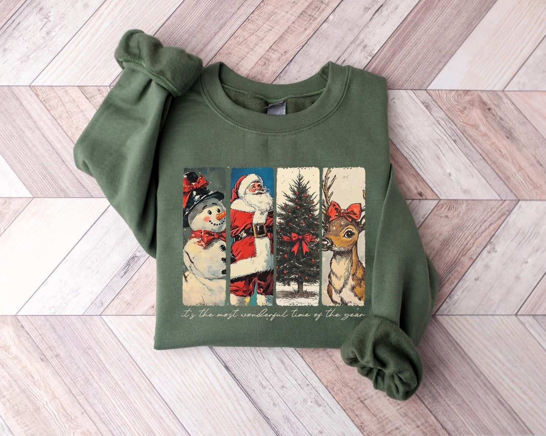 Retro Christmas Sweatshirt, Vintage Christmas Shirt, Santa Claus Shirt ...