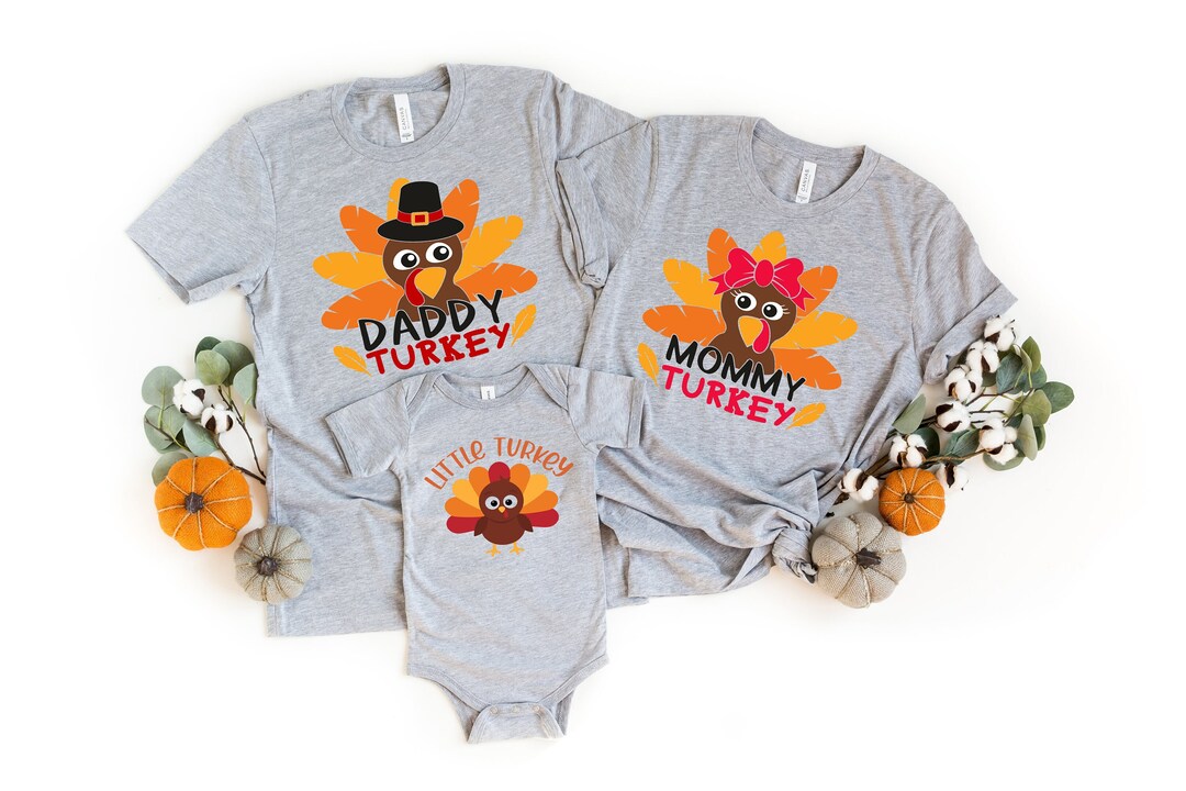 Daddy Mommy Little Turkey Shirts, Thanksgiving 2023 Family Matching ...