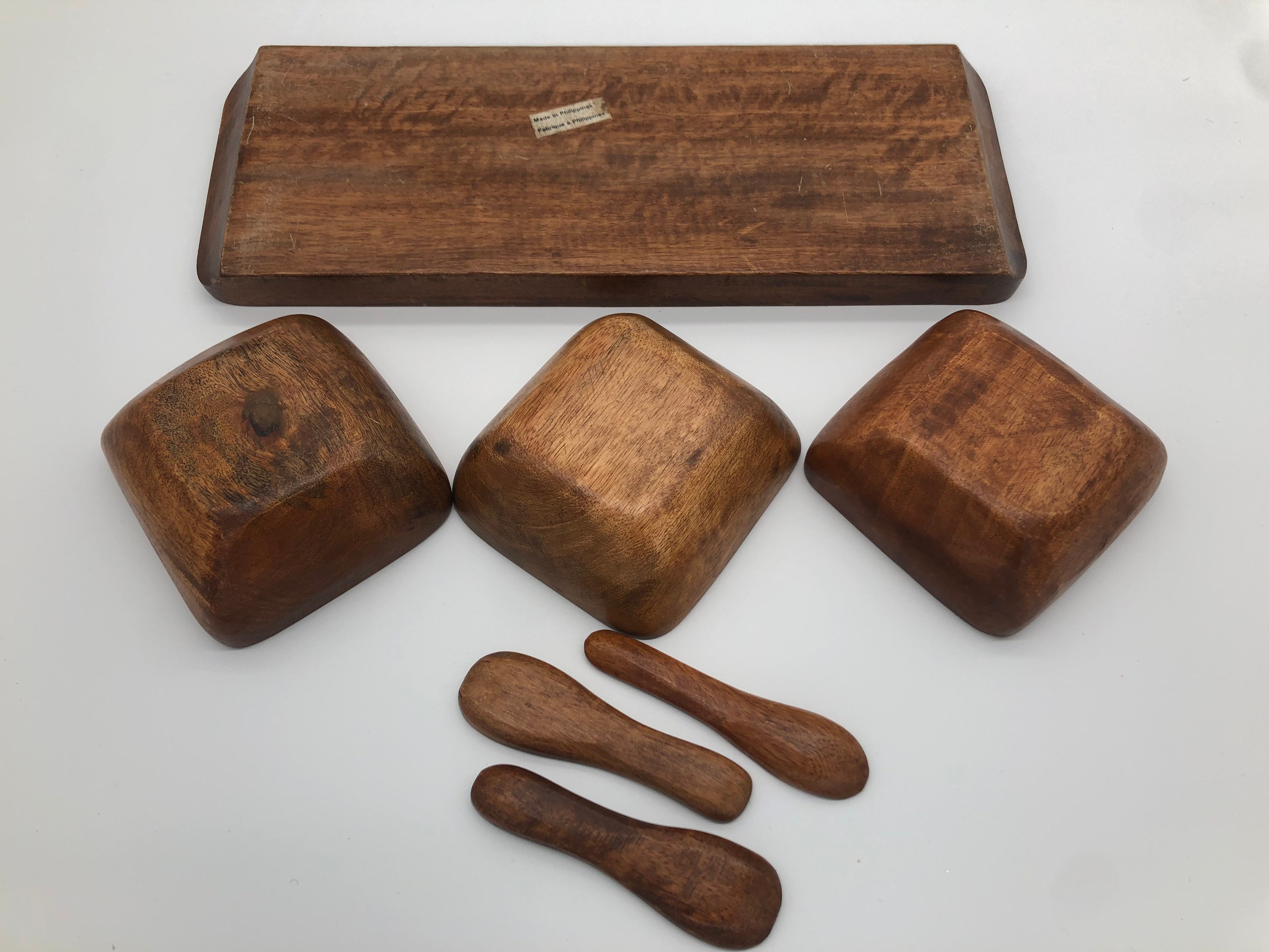 Vintage 1970's Genuine Monkey Pod Wood Condiments Serving Tray and ...