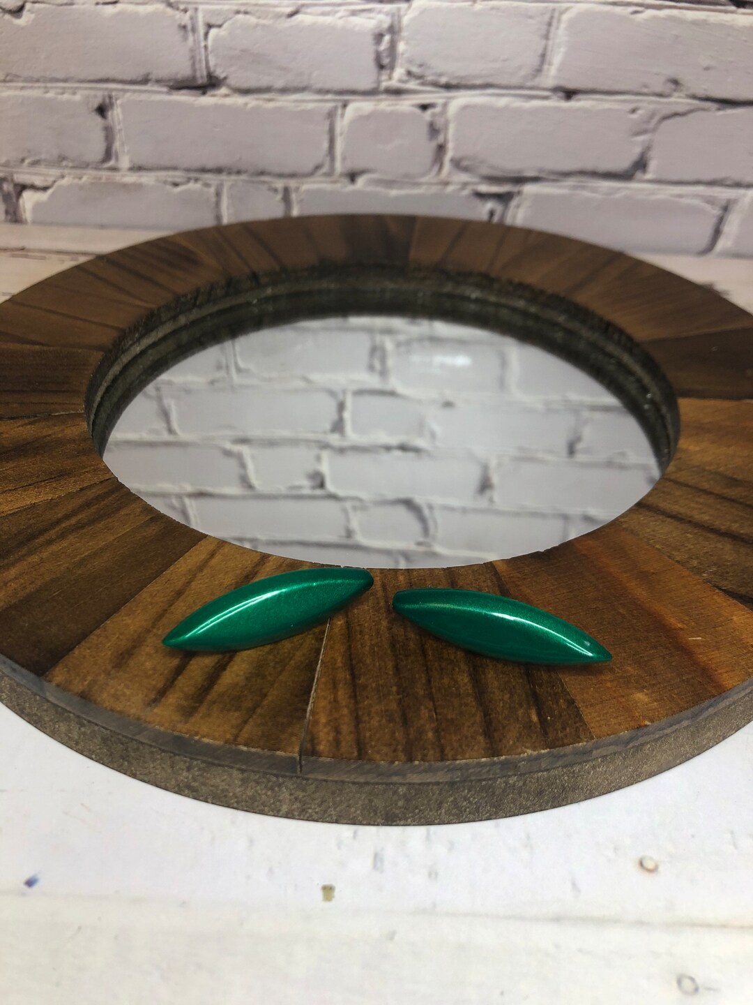 1980s Metalic Emerald Green Pointed Oval Stud Earrings Retro - Etsy