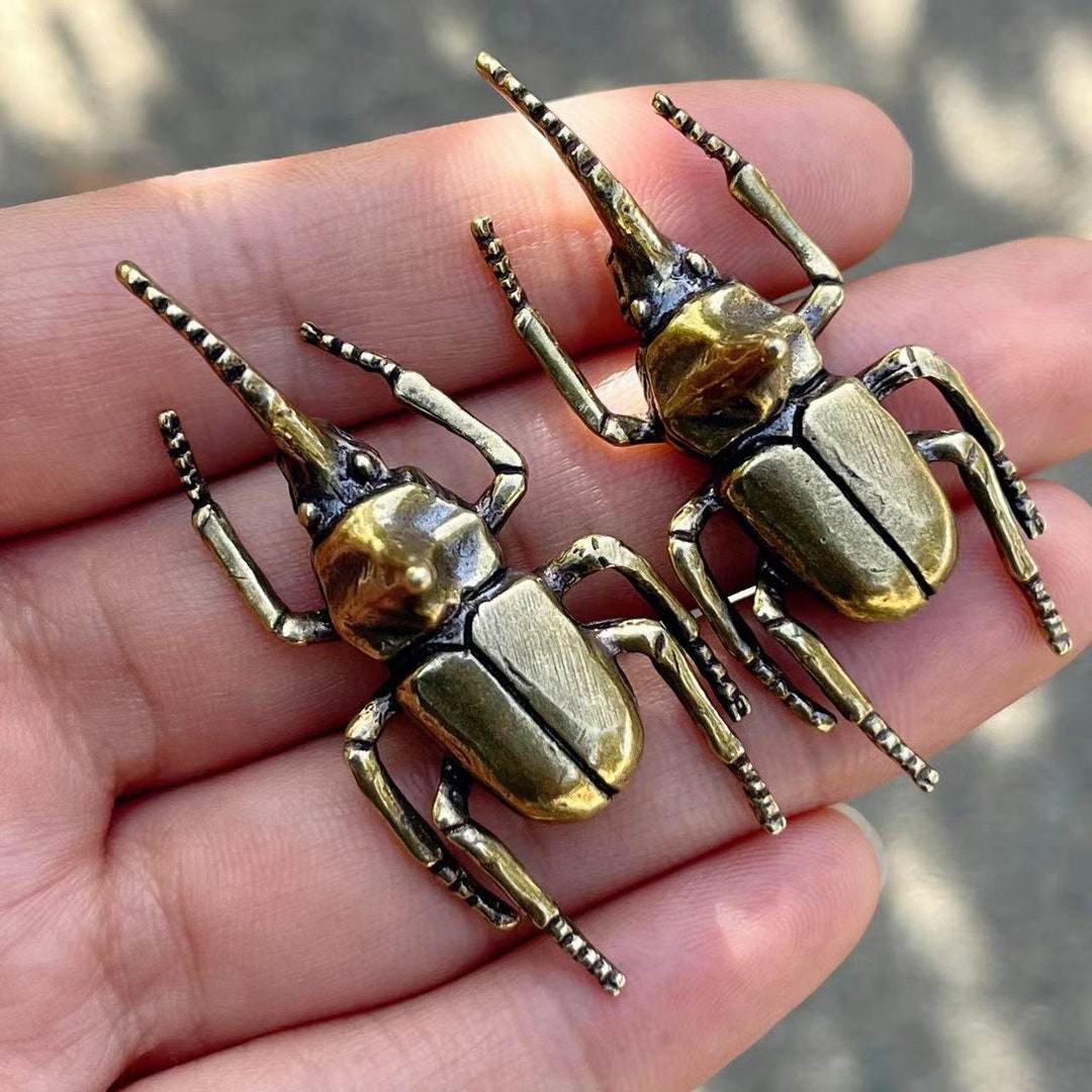 2pcs Brass Beetle Insect Figurine 2024 New Year Gift Simulated Beetle ...