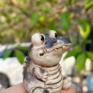 Crocodile Baby Figurine Statue Clay Pottery Crocodile Figurines Ceramic ...
