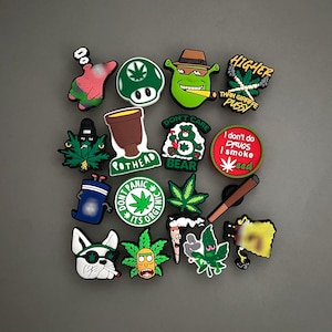 Cannabis Cartoon Clog Charms Green Plant Blunt Weed Shoe Charms Sets ...