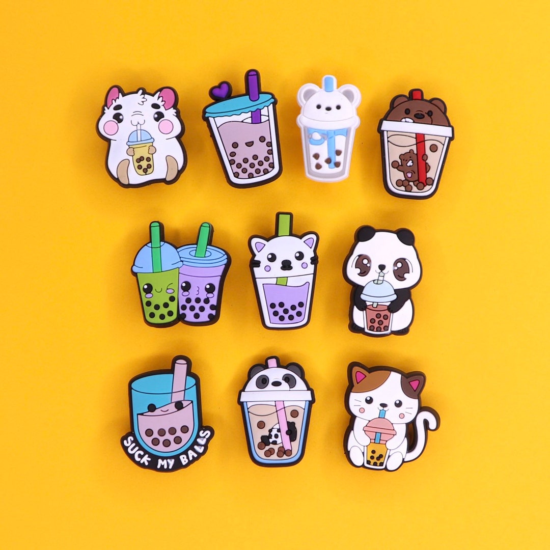 Calico Cat Boba Crocs Charms Panda, Cat, Pink, Polar Bear Boba Shoe ...