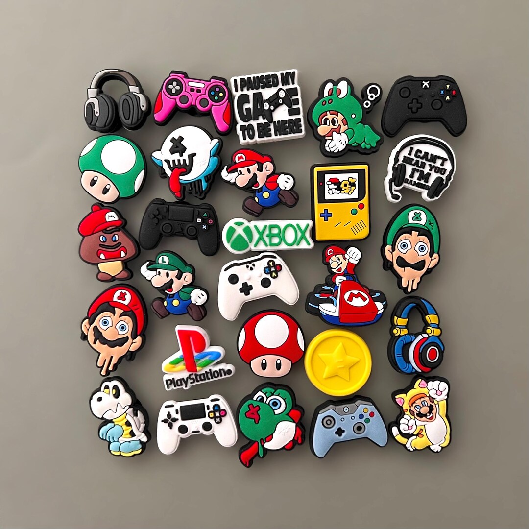 Gaming Console Gamer Clog Charms Xbox PS4 PS5 Controllers Mario ...