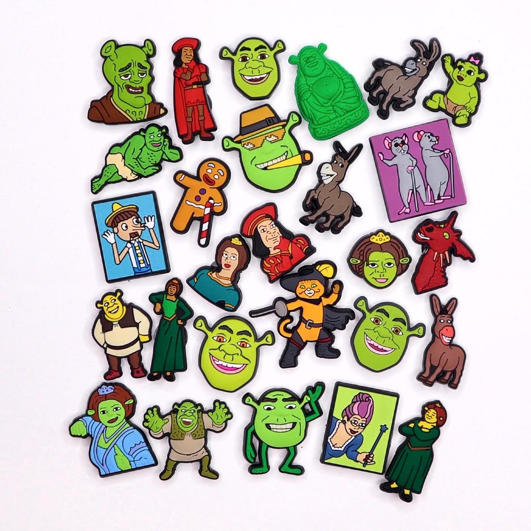 Shrek Ogre Donkey Clog Charms - Gingy Puss in Boots Cartoon Characters ...