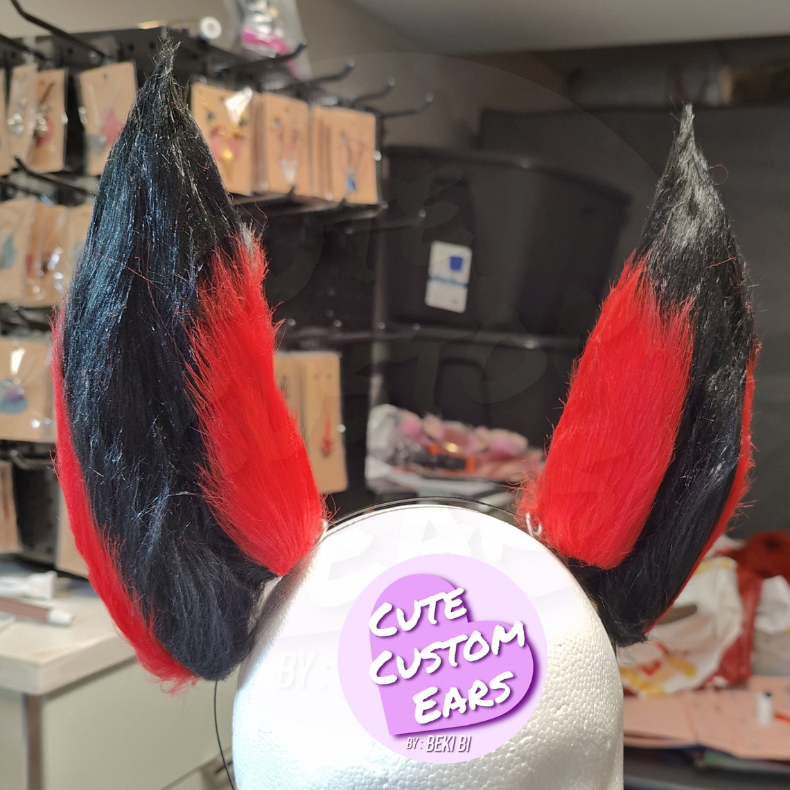 Alastor Hazbin Hotel Radio Demon Deer Ears Red and Black Tall Upright ...