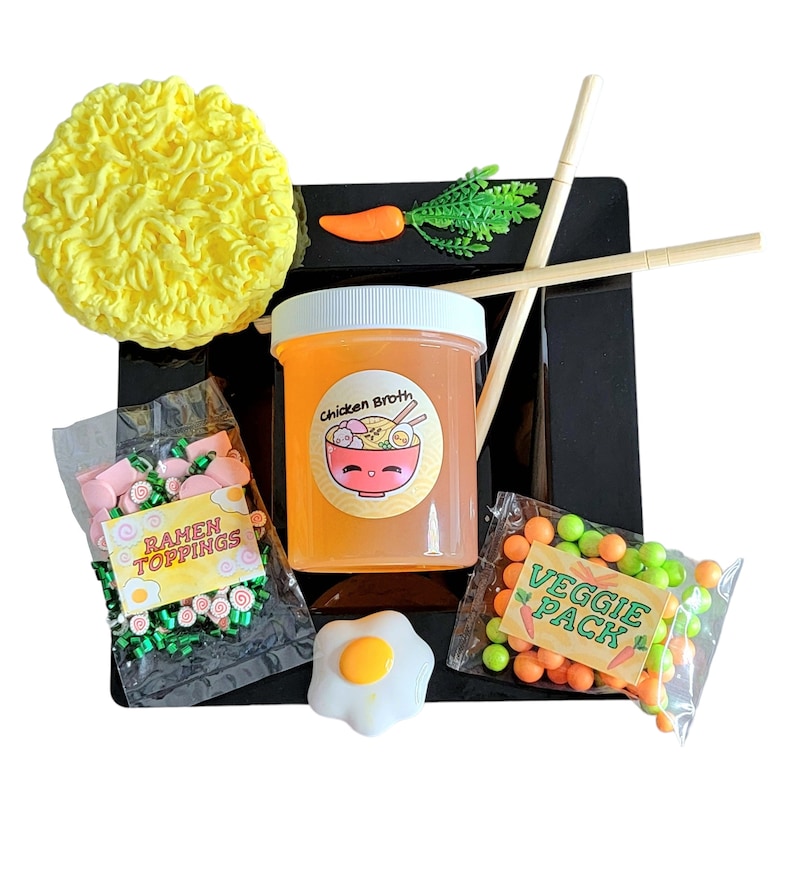 Ramen Noodle Handmade Slime Kit DIY, Scented Clear Thick Food Slime Set ...