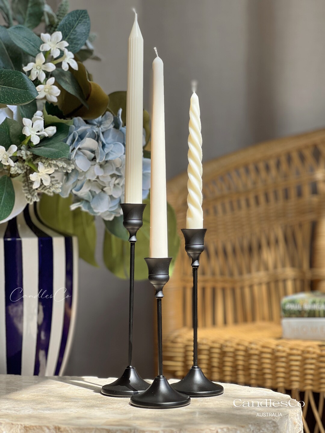 Set of 3 Black Candle Holder Home Decoration Wedding Decor Wedding ...