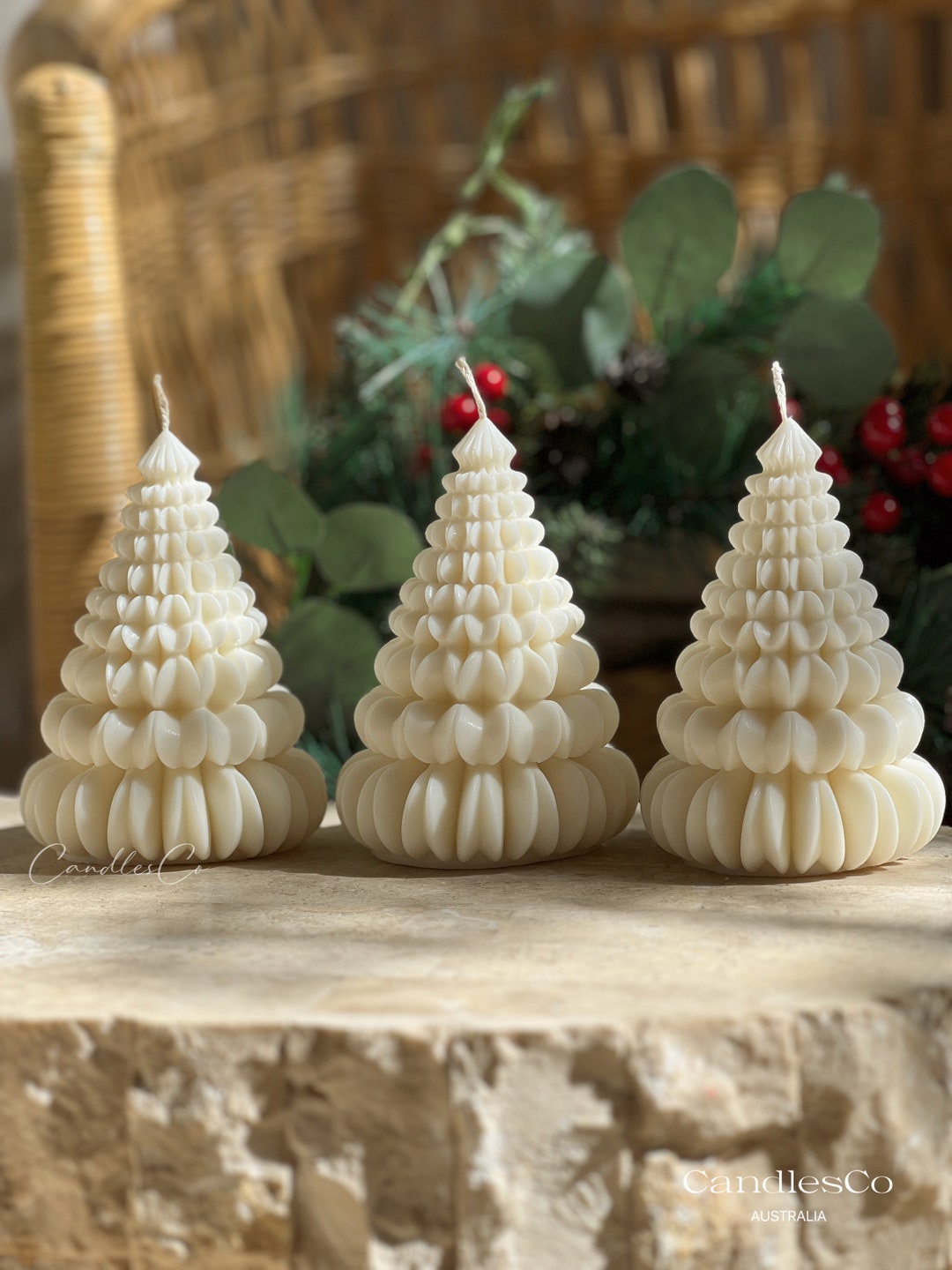 Large Christmas Tree Candle Handmade Candles Decor Trees Ornaments Soy ...