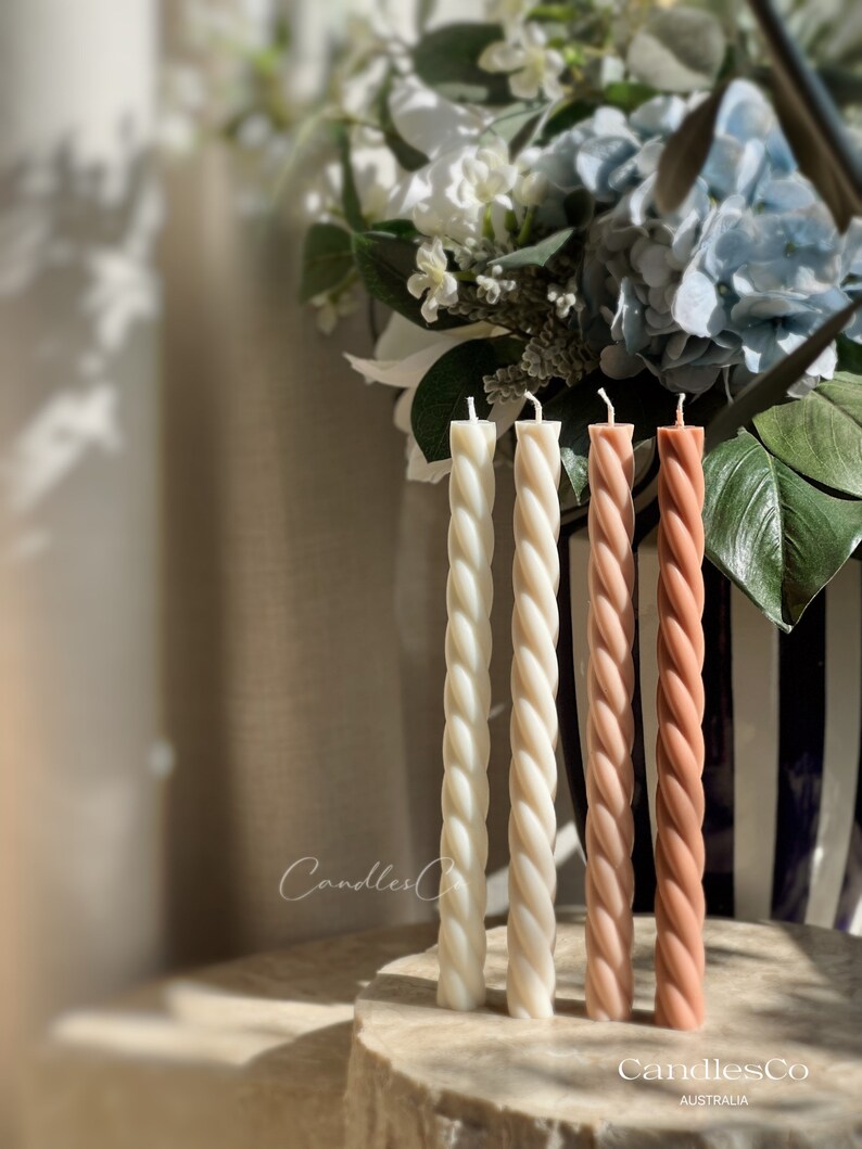 Twisted Narrow Pillar Candle Handmade for Her Candle - Etsy