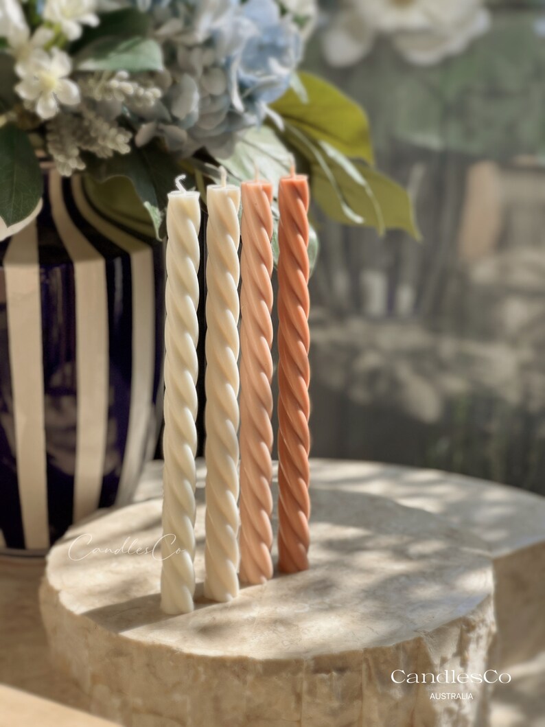 Twisted Narrow Pillar Candle Handmade for Her Candle - Etsy