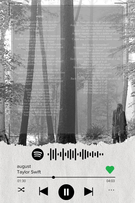 Taylor Swift Spotify Code Digital Print Wall Art Music - Etsy