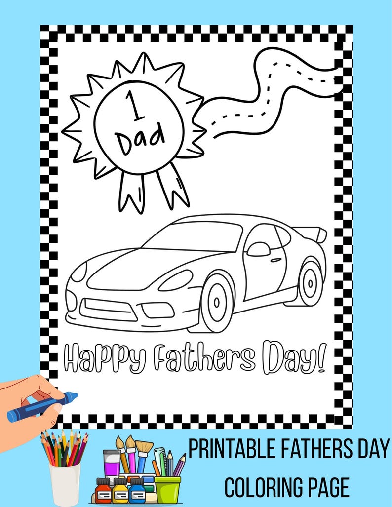 Printable Fathers Day Card | Coloring Page for Fathers Day Gift | All ...