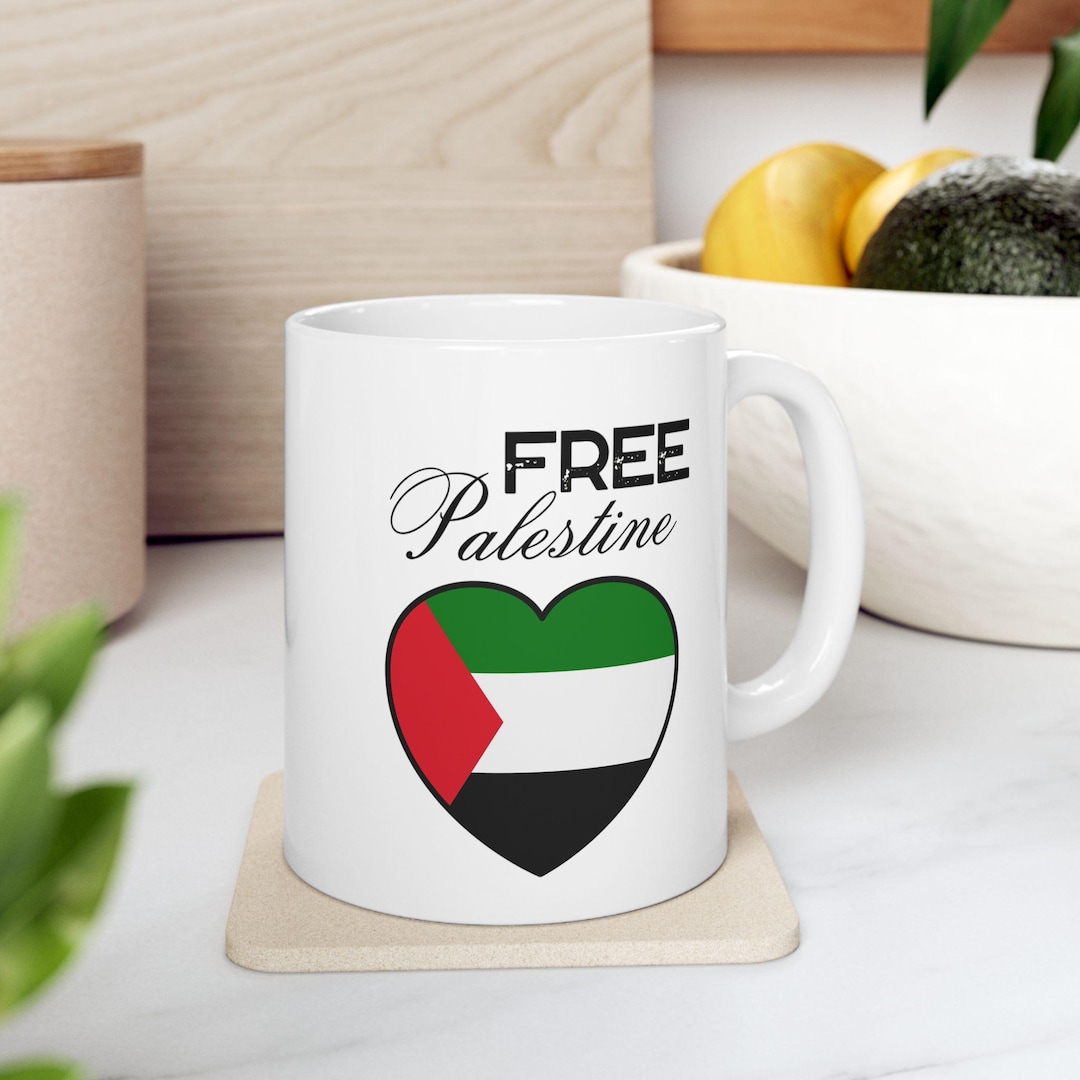 Free Palestine Mug | Heart Flag Coffee Cup, Pro-palestinian Gift ...