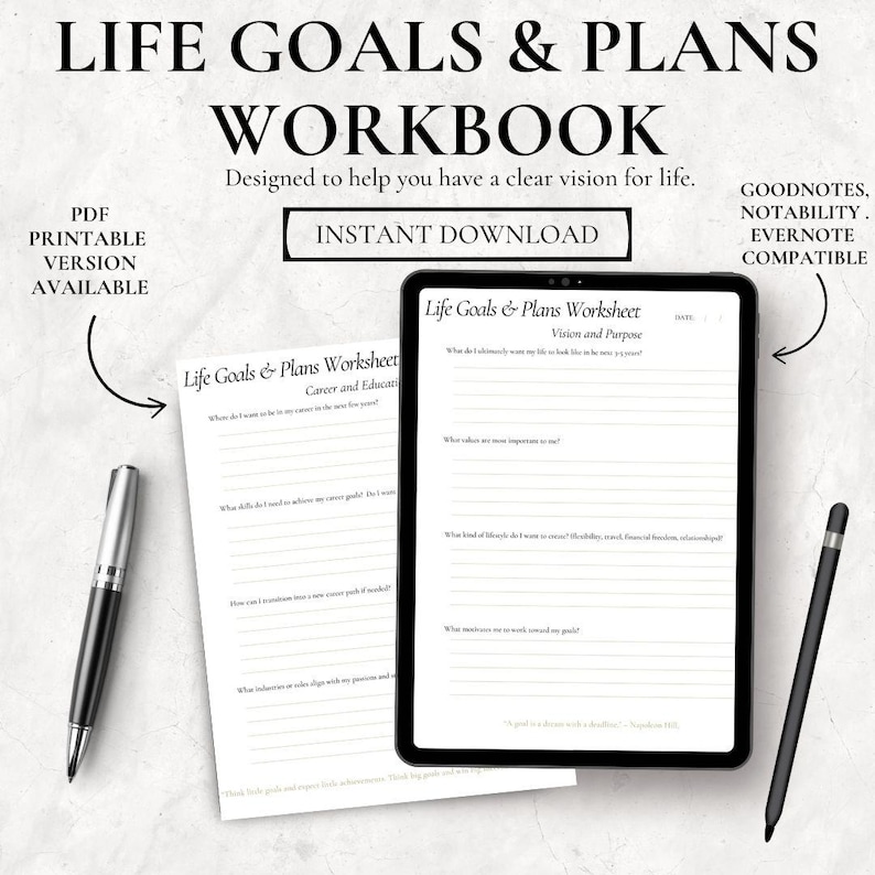 Life Goals & Life Plans Guidance Worksheet | Student Worksheet ...
