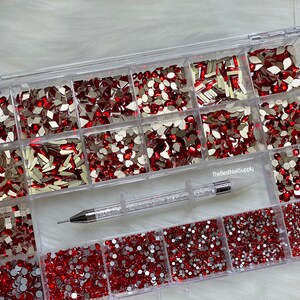 1400pcs Ruby Red Color | Crystal Glass Rhinestone | Multiple Shape | 20 ...