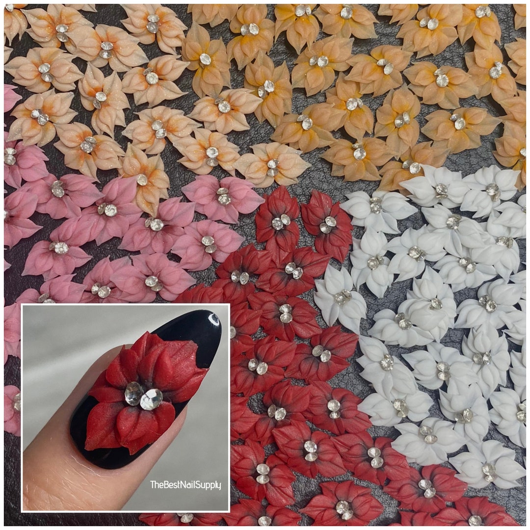 Acrylic Nail Flowers | 3D Charm | 5 Colors | Nail Art | Handmade | 3D ...