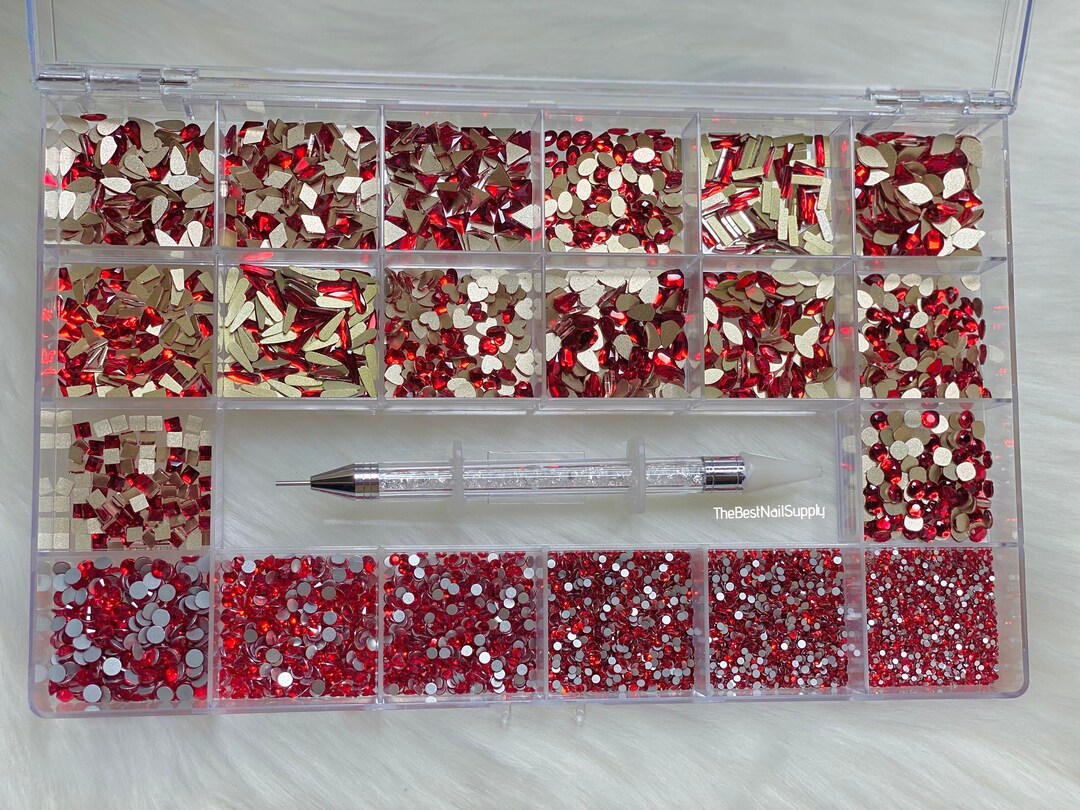 1400pcs Ruby Red Color | Crystal Glass Rhinestone | Multiple Shape | 20 ...