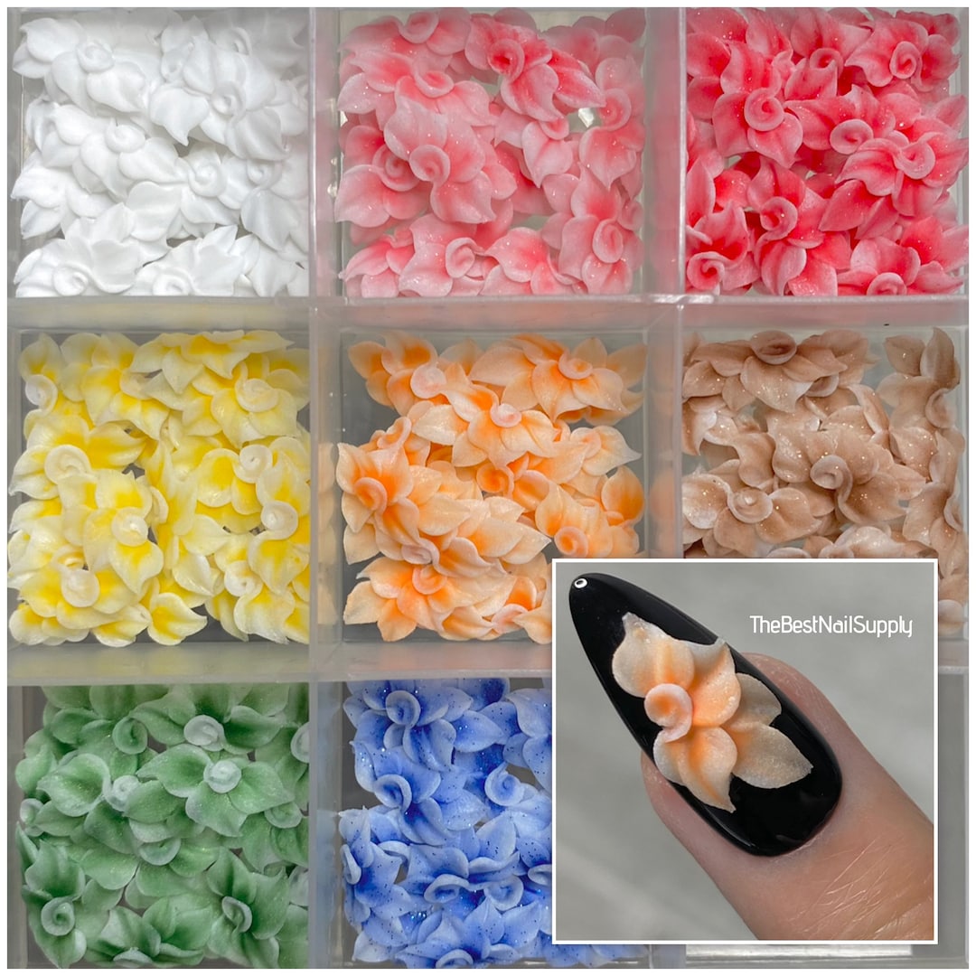 Acrylic Flowers | 3D Nail Charm | 8 Colors | Nail Art | Handmade | Nail ...