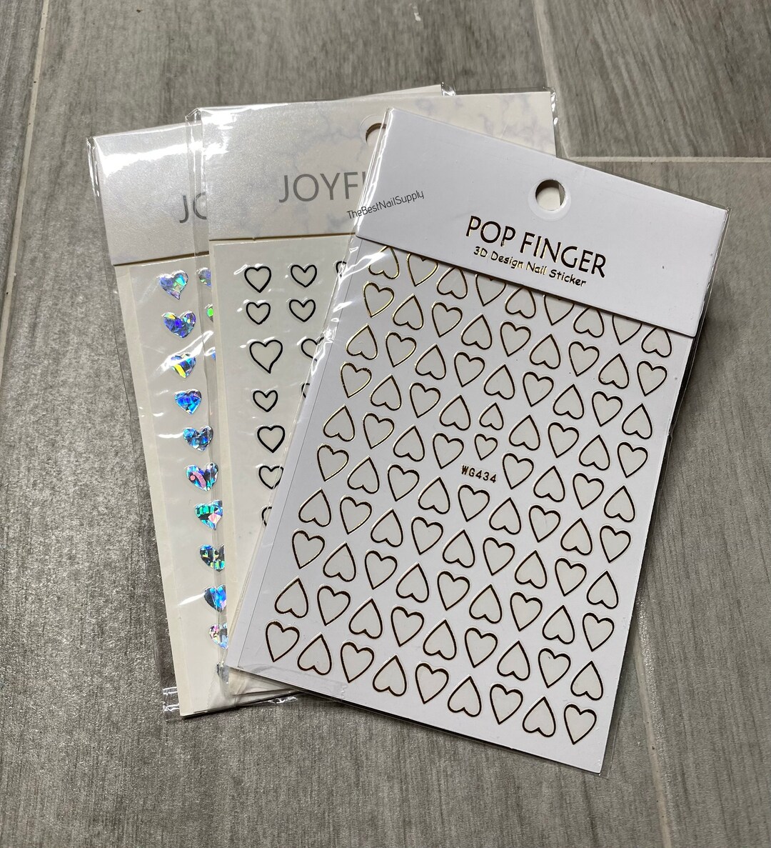 Heart Nail Stickers | Heart Outline | Nail Art | Gold | Silver Heart ...