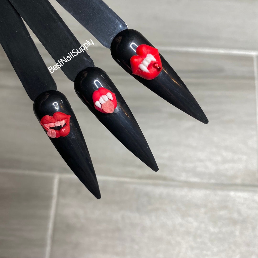 Halloween Acrylic Charms | 3D Charm | 3 Options | Vampire Blood Fangs ...