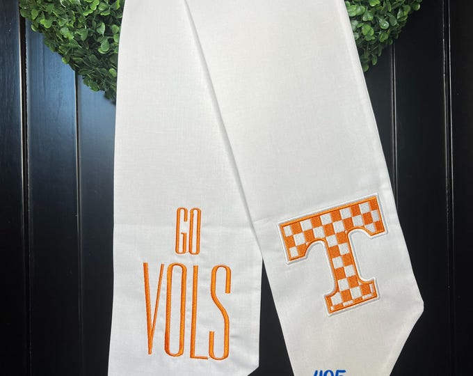 Tennessee Football, Embroidered Wreath Sash, Boxwood, Personalized ...