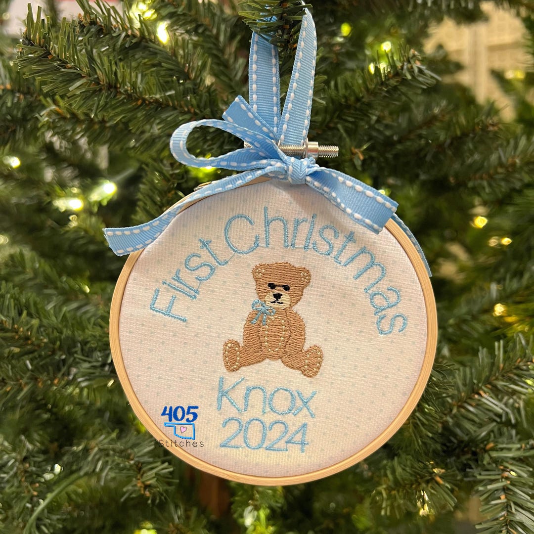 Custom Embroidered Christmas Ornament, Christmas Hoop Ornament, Baby's ...