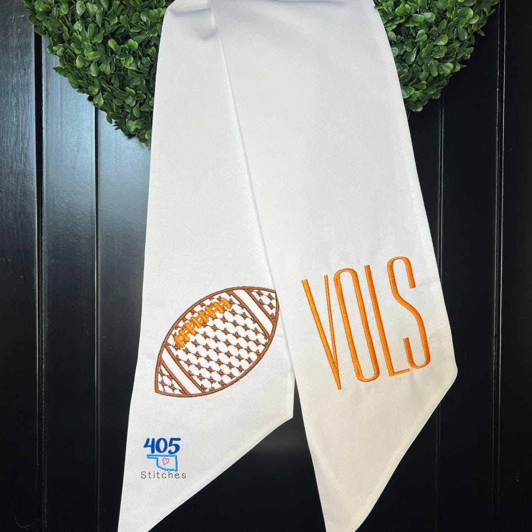 Tennessee Football, Embroidered Wreath Sash, Boxwood, Personalized ...