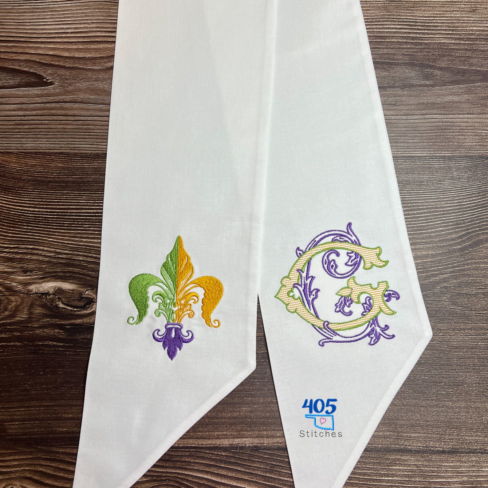 Mardi Gras Wreath Sash, Fleur De Lis Sash, Embroidered Boxwood ...