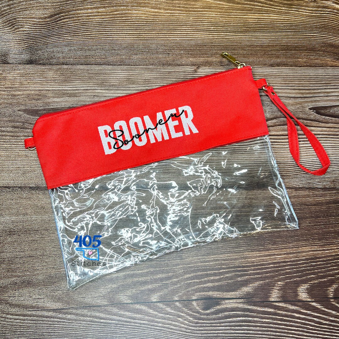 Monogrammed Clear Plastic Bag, Crossbody Wristlet Stadium Bag, Game Day ...