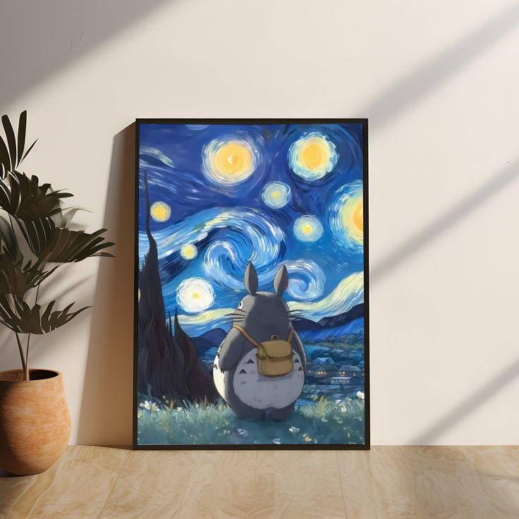 Cute Forest Spirit Poster – Vintage Anime Wall Art for Cozy Room Decor ...