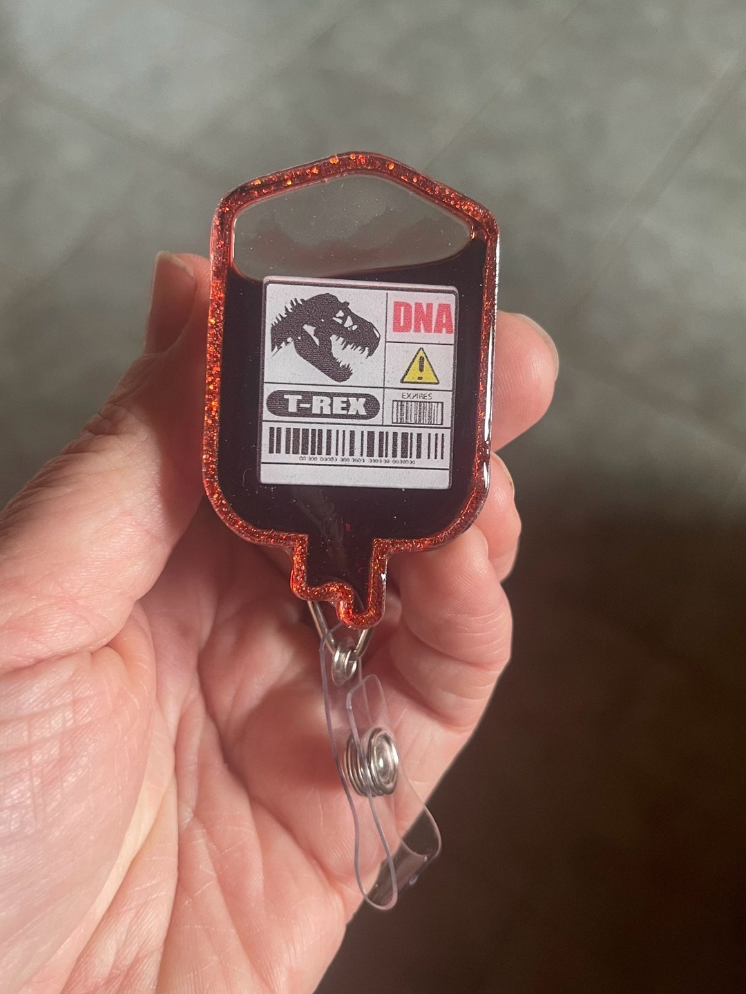 IV Bag Liquid T-rex DNA Badge Reel - Etsy