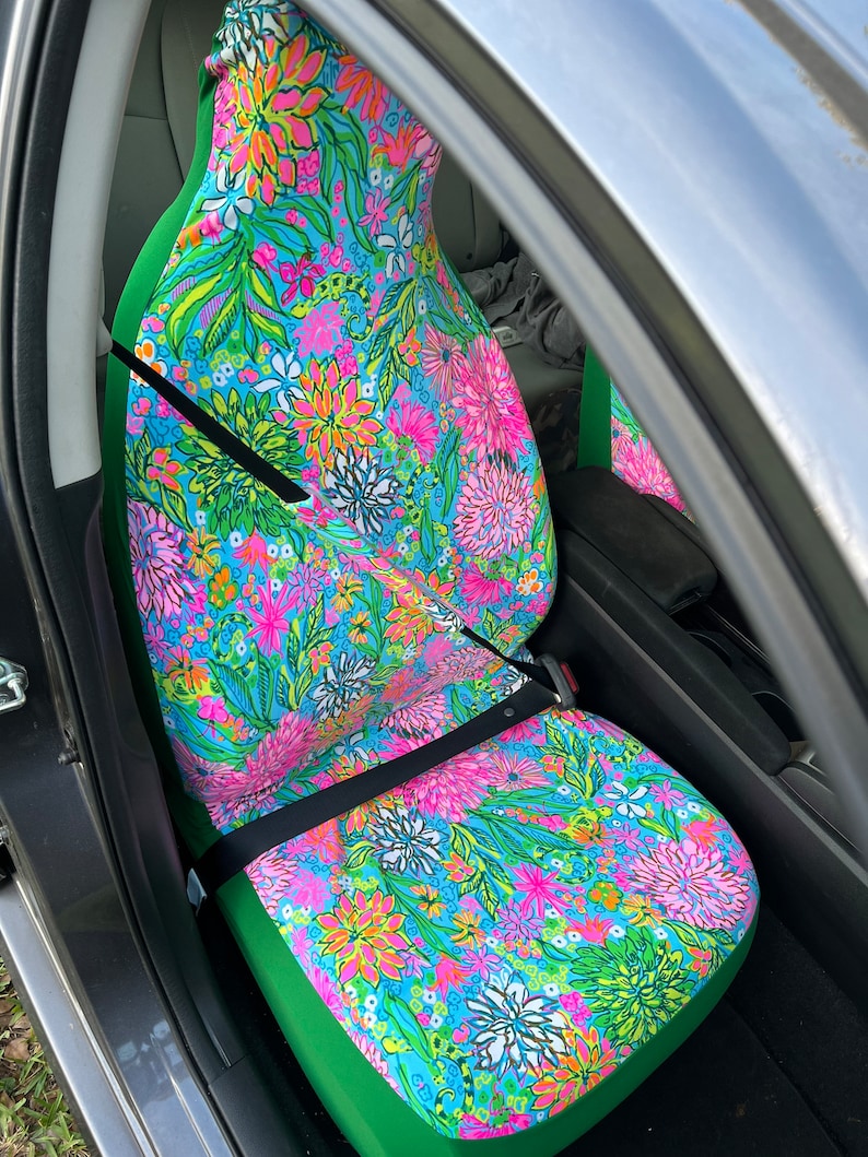 Car Seat Cover Beautiful Bright Beachy Fabrics Tropical Lilly Flowers ...