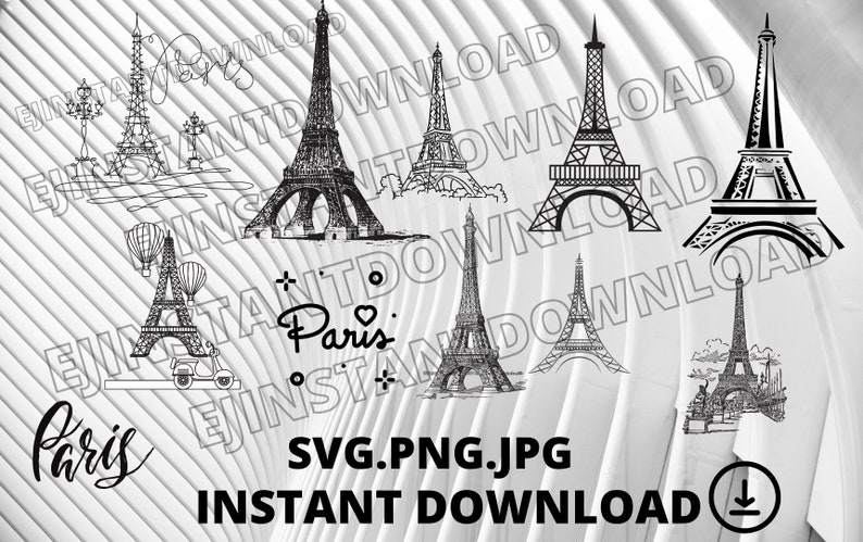 PARIS Svg Bundle | Eiffel Tower SVG | Eiffel Tower Cut File Bundle ...
