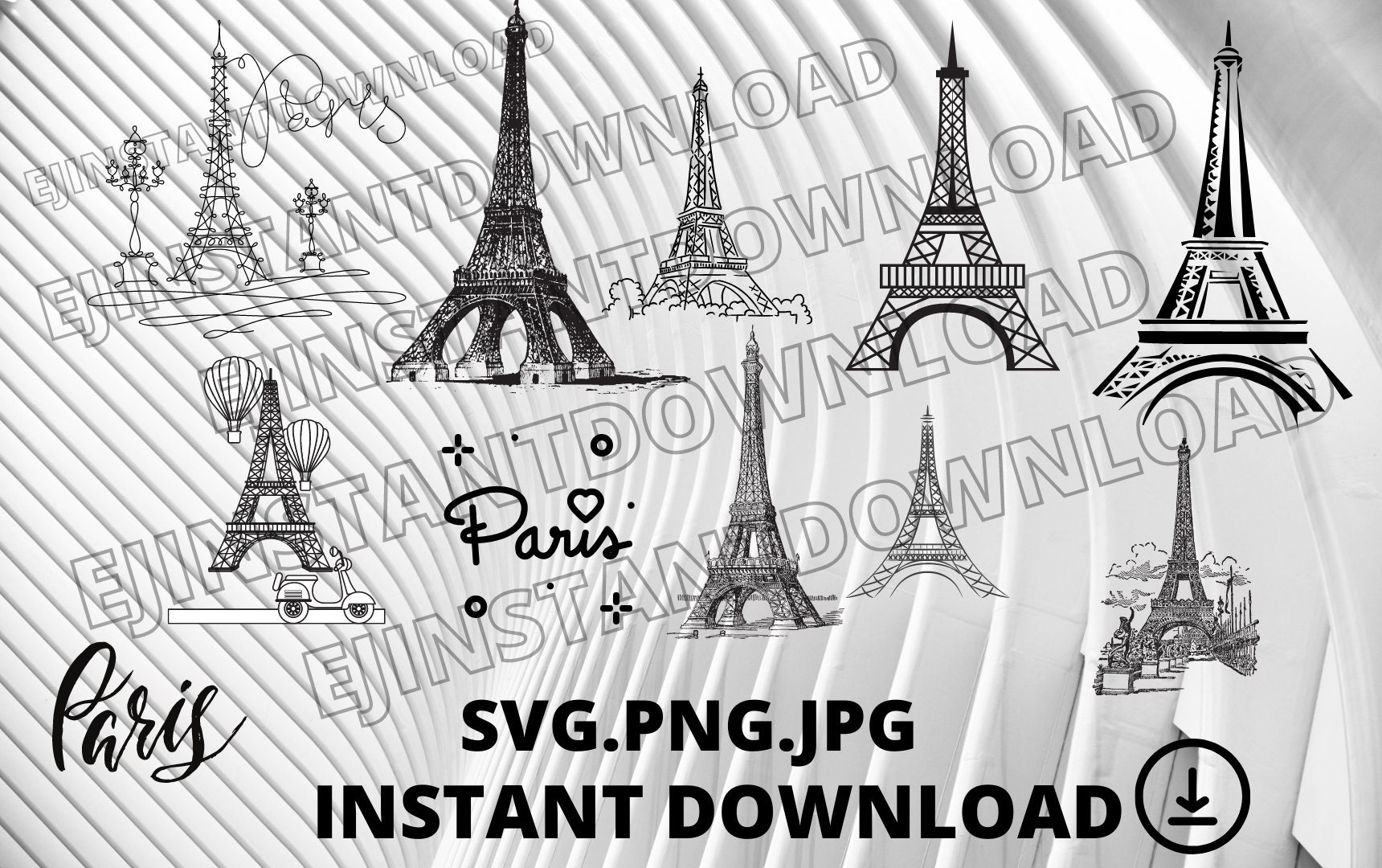 PARIS Svg Bundle | Eiffel Tower SVG | Eiffel Tower Cut File Bundle ...