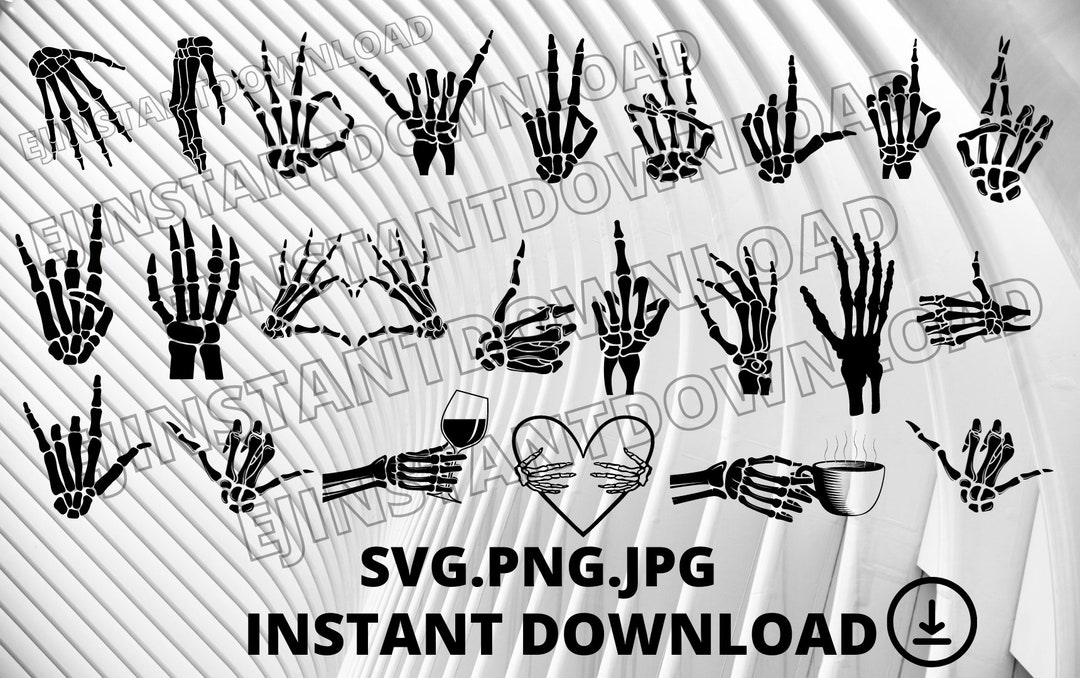 Skeleton Hand Svg Bundle, Skull Hand Finger, Skeleton Hand, Skeleton ...