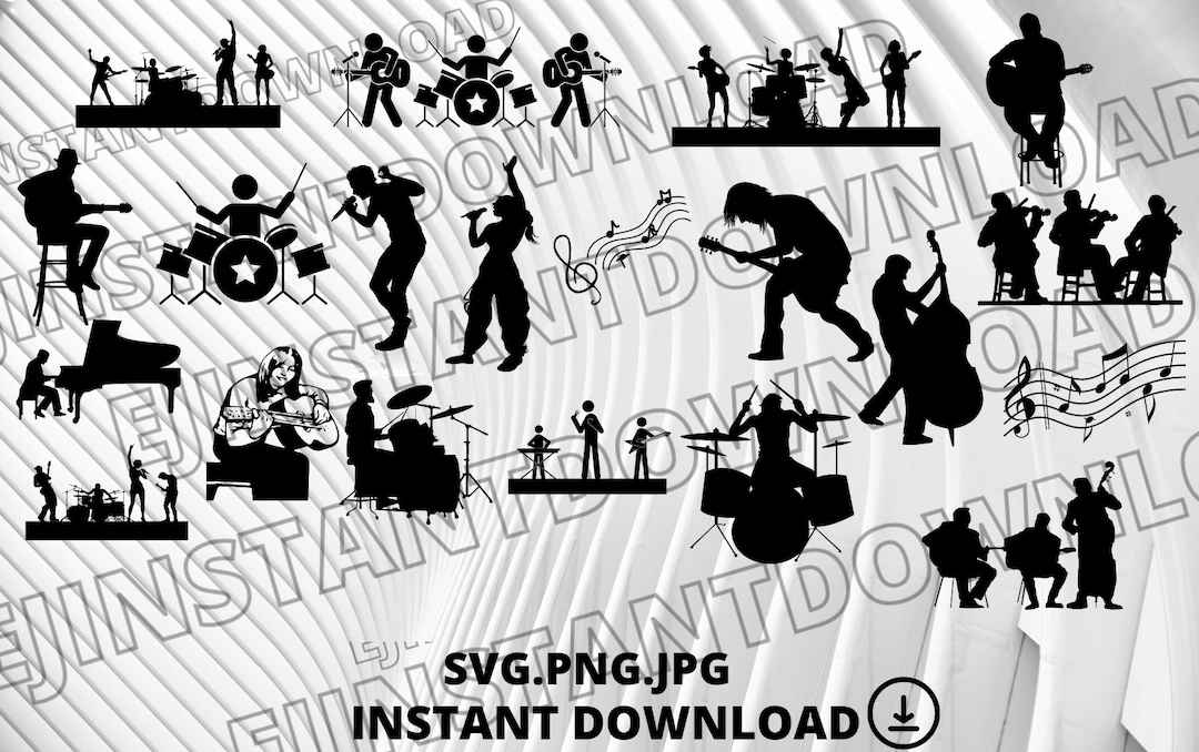 Music Band Silhouette, Music Band Svg, Orchestra Svg Bundle, Music Band ...