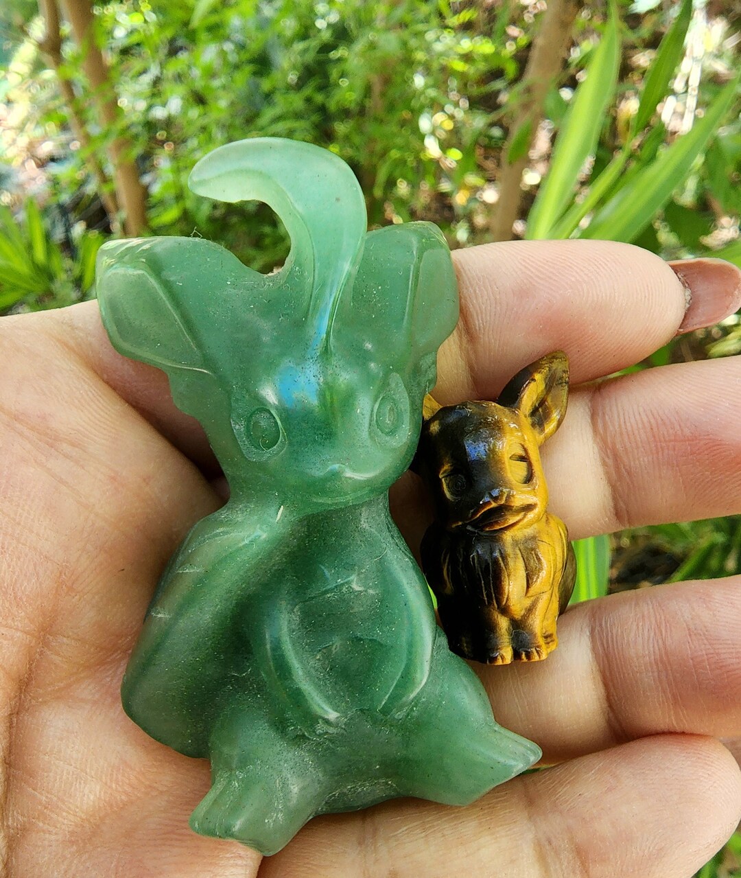 Kawaii Crystal Pokemon Gift Set Green Aventurine Leafeon & Mini Tigers ...