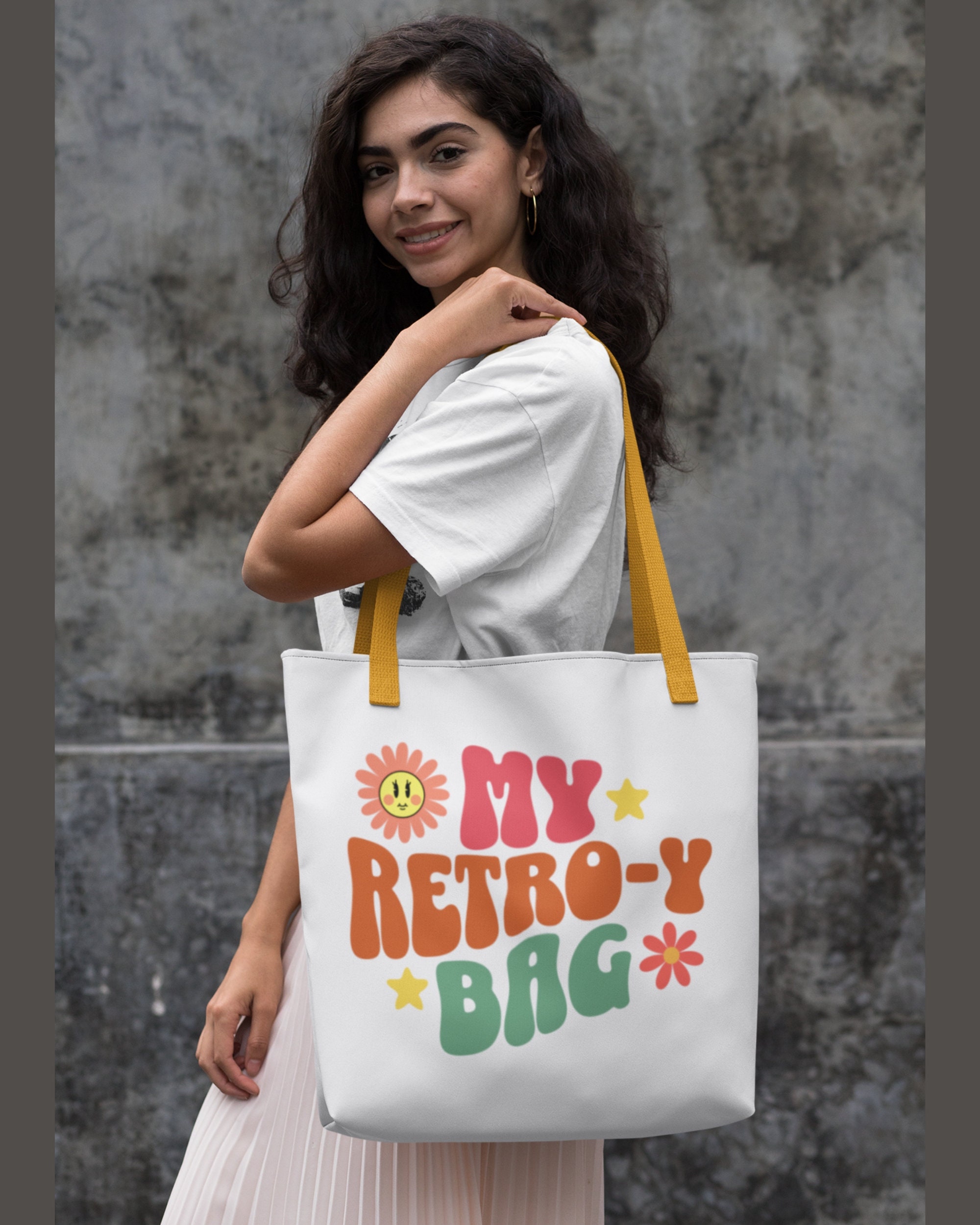 My Retro-y Bag Retro Canvas Bag, 70s Bag, Retro Tote Bag, Shoulder Bag ...