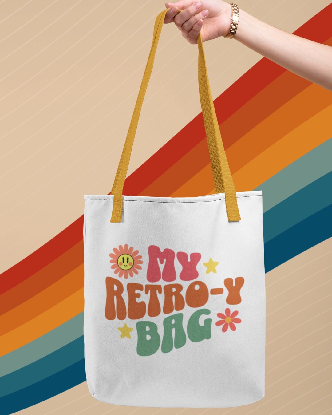 My Retro-y Bag Retro Canvas Bag, 70s Bag, Retro Tote Bag, Shoulder Bag ...