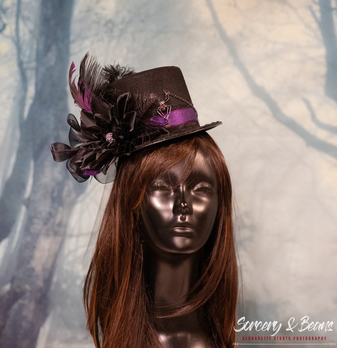 Fascinator Victorian Top Hat Gothic Fascinator Hat Purple Fascinator ...