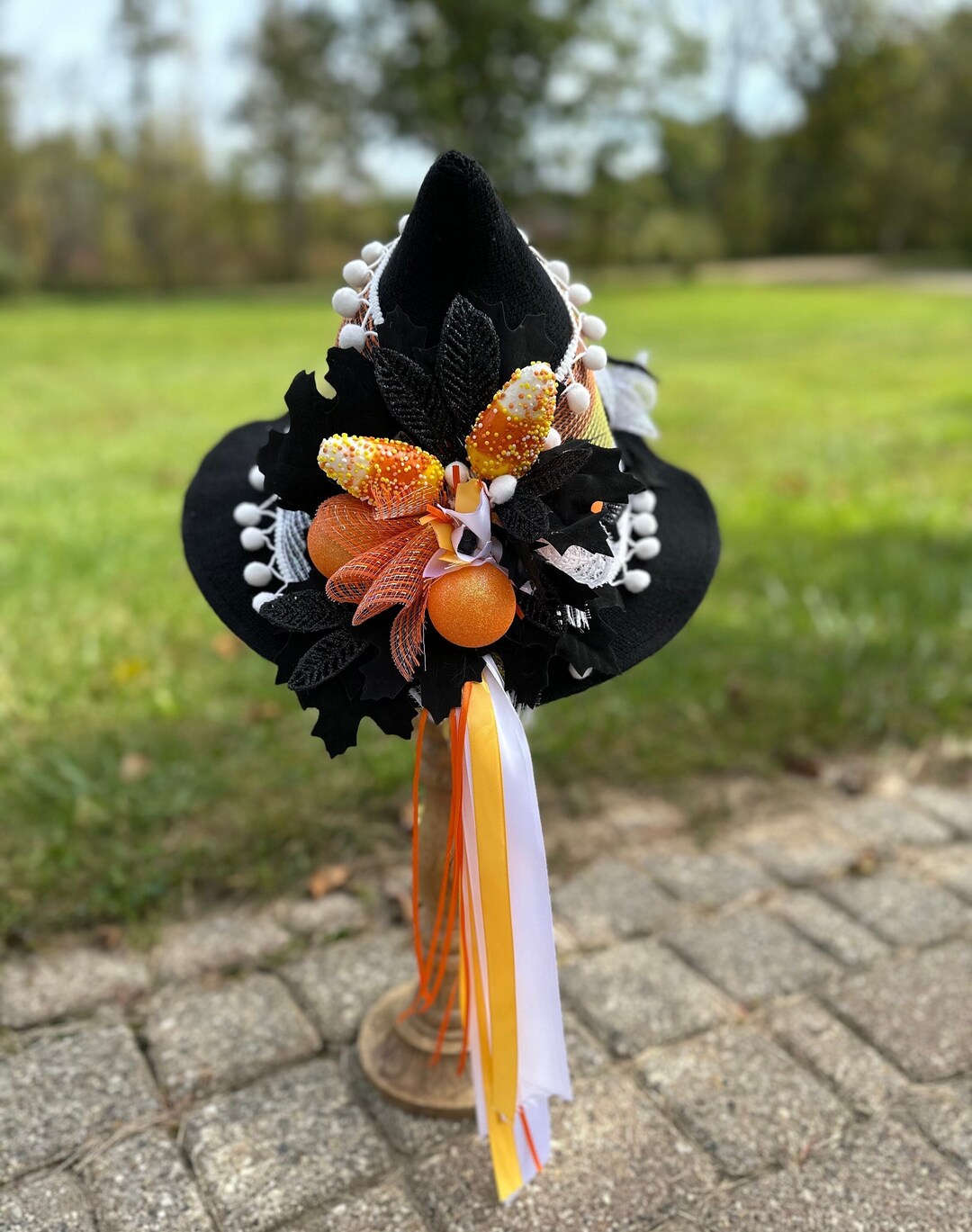 Witch Hat Candycorn Decorated Halloween Whimsical - Etsy