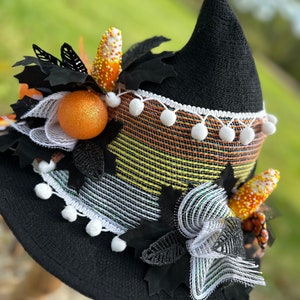 Witch Hat Candycorn Decorated Halloween Whimsical - Etsy