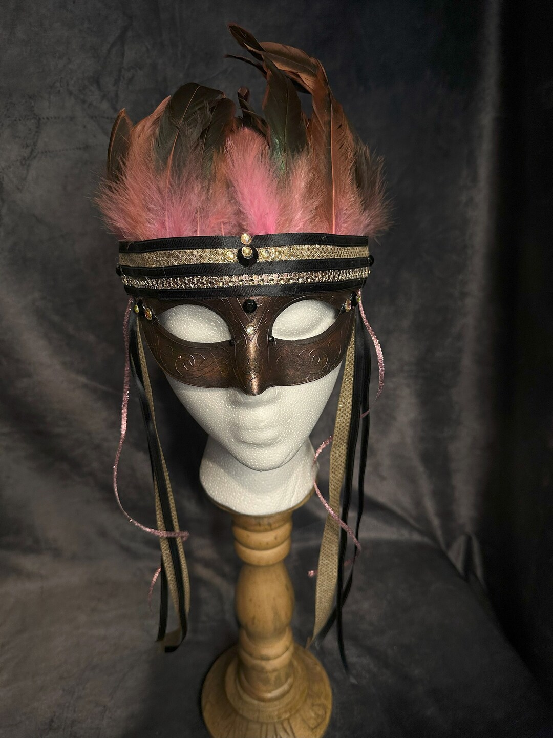 Masquerade Ball Party Mask Pink Feathers Mardi Gras - Etsy