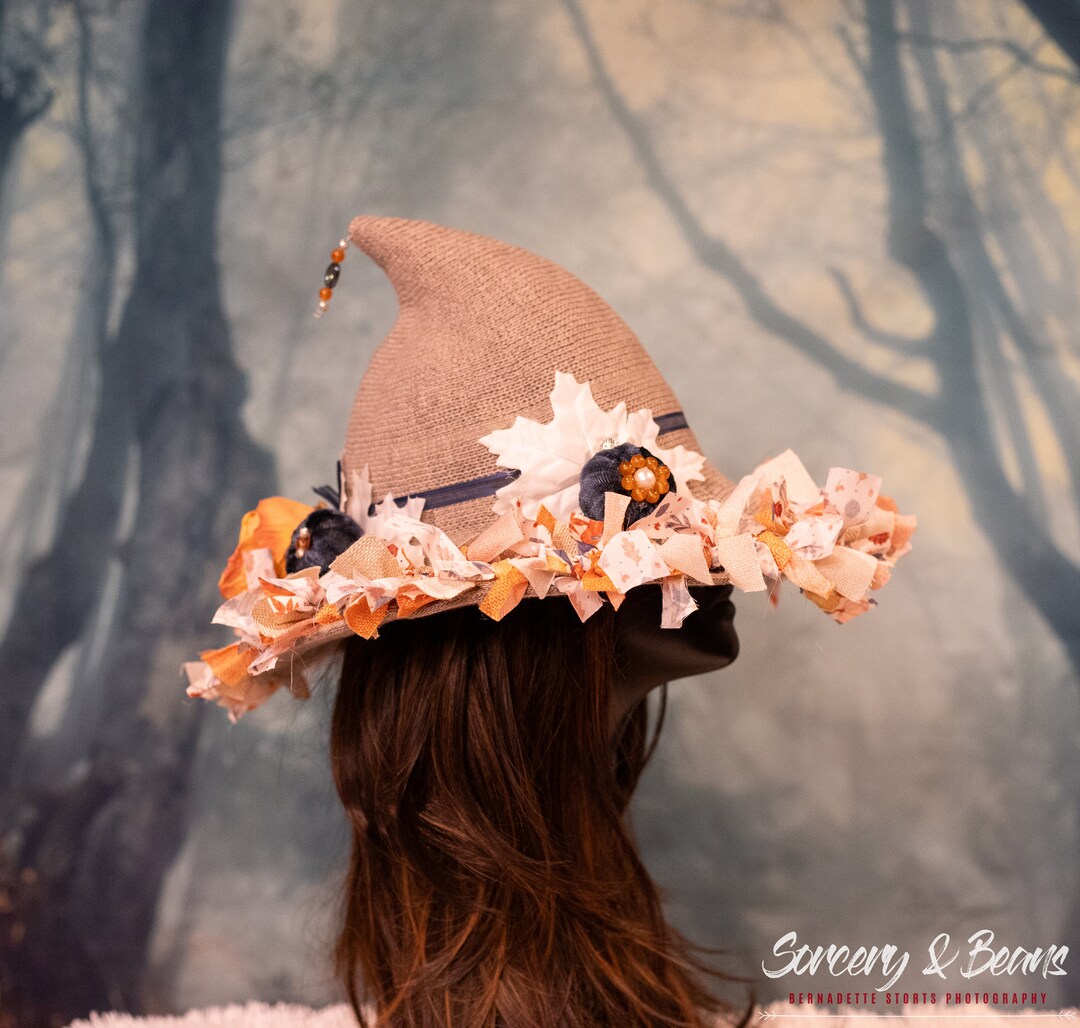Witch Hat Cottagecore Whimsical Pumpkin Witch Hat Embellished Witch Hat ...