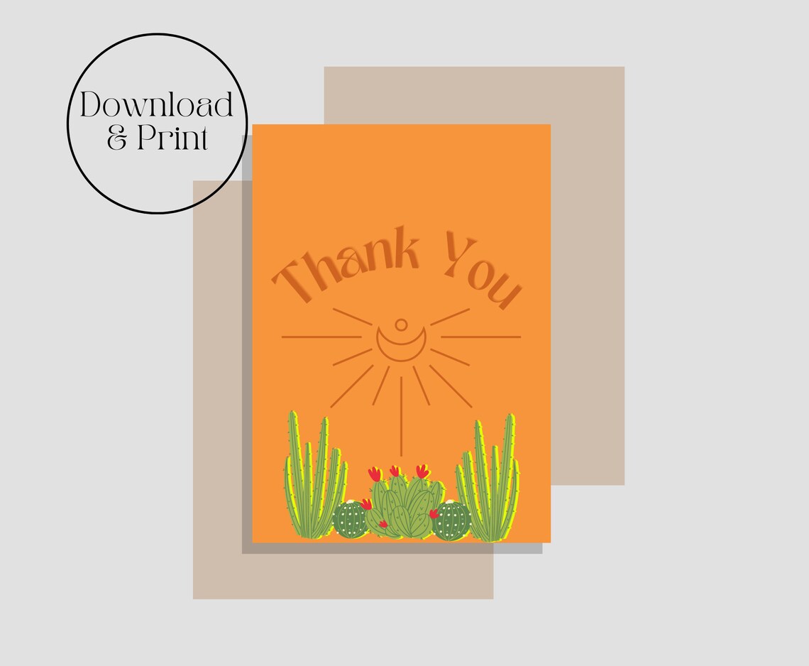 Desert Inspired Thank You Greeting Card, Instant Download, Download and ...
